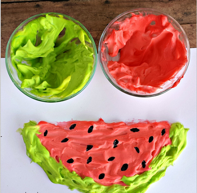 Puffy Paint Watermelon Craft | AllFreeKidsCrafts.com