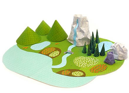 Mountains and Meadows Paper Diorama | AllFreePaperCrafts.com