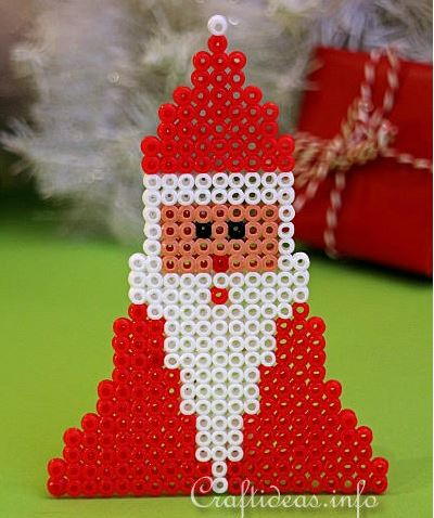 Hama Bead Santa DIY Ornament | AllFreeChristmasCrafts.com