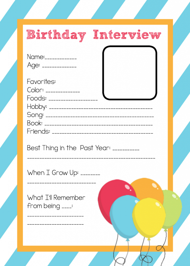 Printable Birthday Interview - Printable Word Searches
